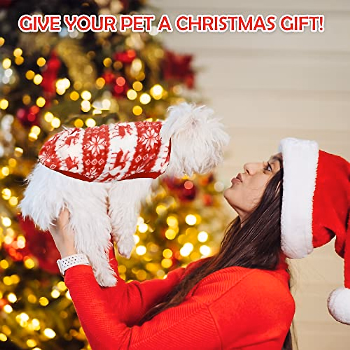 Small Dog Christmas Clothes Sweater, Classic Jumpers Snowflake Elk Dog Costume for Poodle Puppy Cat Kitten, Winter Warm Dog Outfits for New Year Xmas Party Festival Thanksgiving