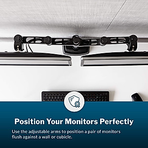Vari Dual Monitor Arm 180 Degree - VESA Monitor Mount w/ 180 Degree Adjustment - Monitors up to 27 inches, 19.8 lbs - Double Monitor Arms for Compact Spaces - Computer Monitor Stand for Home or Office