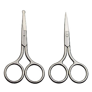 Motanar Eyebrow and Nose Hair Scissors, 3.5” Stainless Steel Professional Facial Hair Beard Eyelashes Ear Hairs and Moustache Scissors Trimmer 2 Pieces