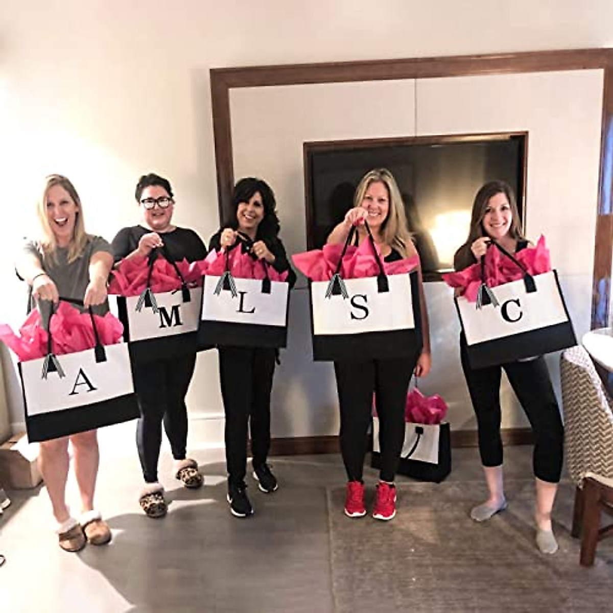 MRYUWB Large Personalized Initial Cotton Canvas Gift Tote Bag for Women Wedding Birthday Bag, Monogram Embroidery Beach Bag (B)