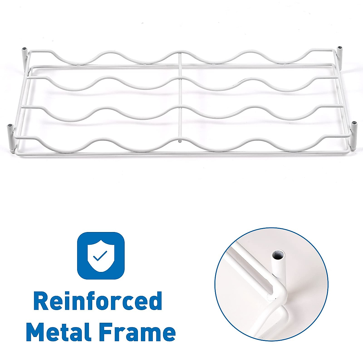 Puricon 1 Pack Water Bottle Organizer for Cabinet, Adjustable Water Bottle Storage Rack for Tumbler Sports Flask Insulated Travel Mug, Water Bottle Shelf Organizer Holder for Kitchen Countertop-White