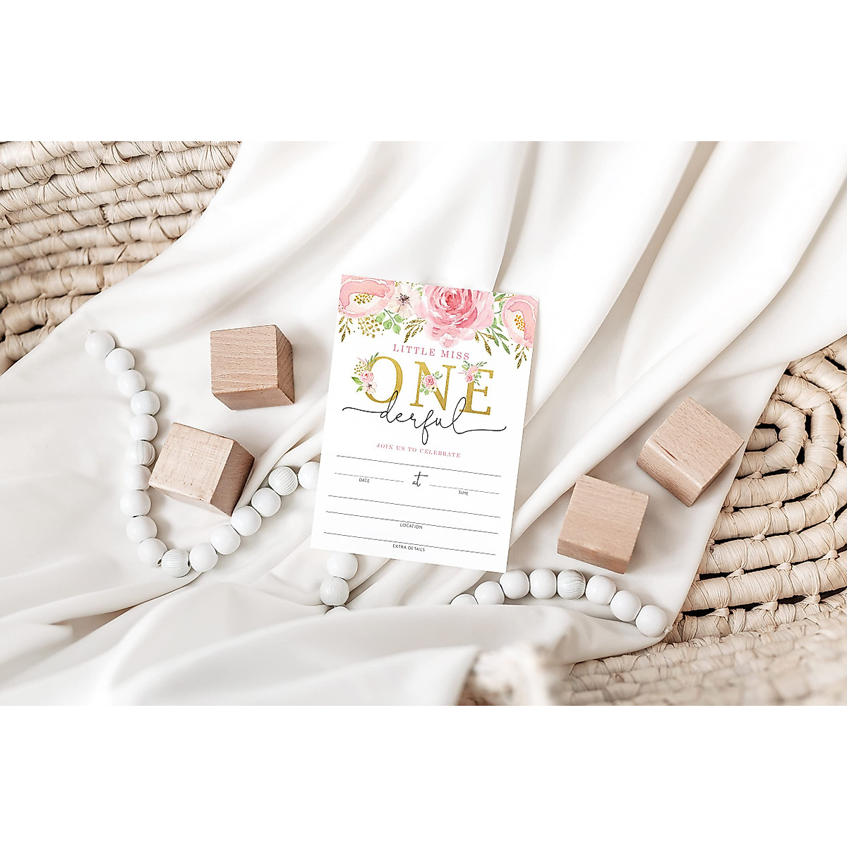 Your Main Event Prints Little Miss ONEderful First Birthday Invitations With Flowers and Butterflies - 20 Invitations - Envelopes Not Included