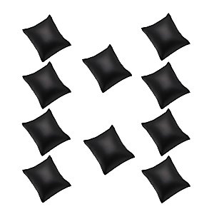 Fannuoncc 10-Pieces PU Leather Small Bracelet/Watch Pillow Jewelry Displays (Black)