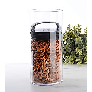 Prepara Evak Fresh Saver, Medium-Tall Airless Canister with Black handle, 2.3 Quart, Clear (Pack of 2)