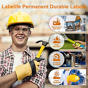 Compatible Label Tape 1/2 Replace for Rhino 5200 label tape Dymo Rhino 4200 5200 18483 Permanent Polyester Label Tape 1/2 for Rhino 5200, 4200, 5000, 6000, 6500, 12mm Black on White 1/2" x 18', 4 Pack