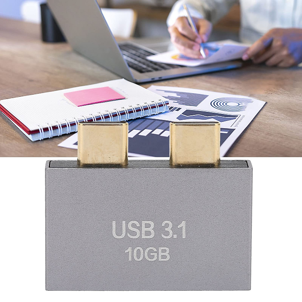 USB C Hub, Mini Type‑C Adapter Type‑C Expansion Dock Adapter for Thunderbolt 3 USB Adapter 10Gbps Aluminum Alloy Type‑C Adapter Data Extender Hub(Type-C Revolution to Type-C