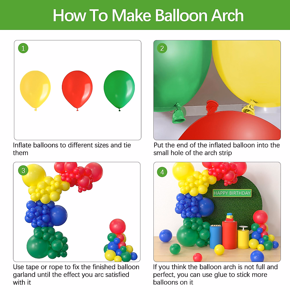 HYOWCHI Cartoon Friends Birthday Party Supplies - 124 Pcs Cartoon Theme Balloon Garland Arch Kit, Red Blue Yellow Green Latex Balloon Arch For Friends Inspired Birthday Party Decorations