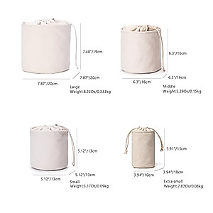 YONBEN Tall Purse Organizer Insert Womens Canvas Round Handbag Organizer Storage Handbag Purse Organizer Round Cosmetic Pouch Bag Bucket Makeup Bag (Beige, L)