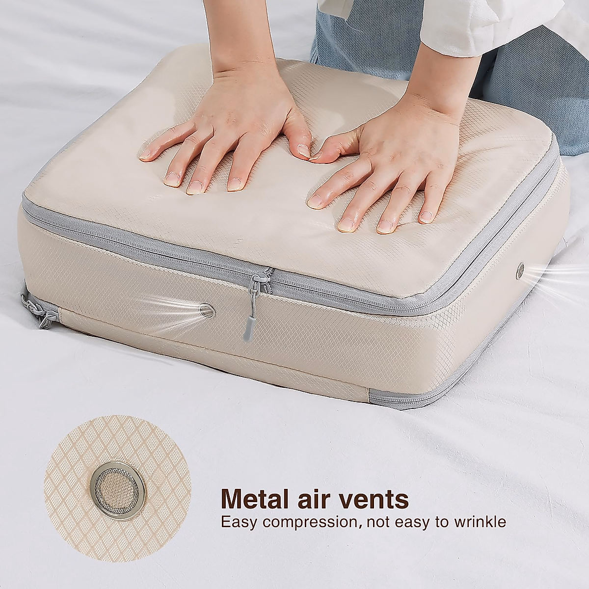 DIMJ Clothes Storage Bag 8 Pack, 19L Compression Storage Bags for Sweater, Closet, Sheet Storage Organizer with Window Handle, Compression Packing Cubes Space Saver Storage Bags with Zipper