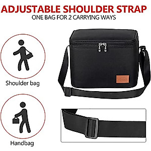 Aosbos Insulated Lunch Box for Men Women Leakproof Cooler Bag Reusable Lunch Tote Bag Adult Lunch Pail Thermal Lunch Boxes Bento Lunch Box Bag 7.5L Black