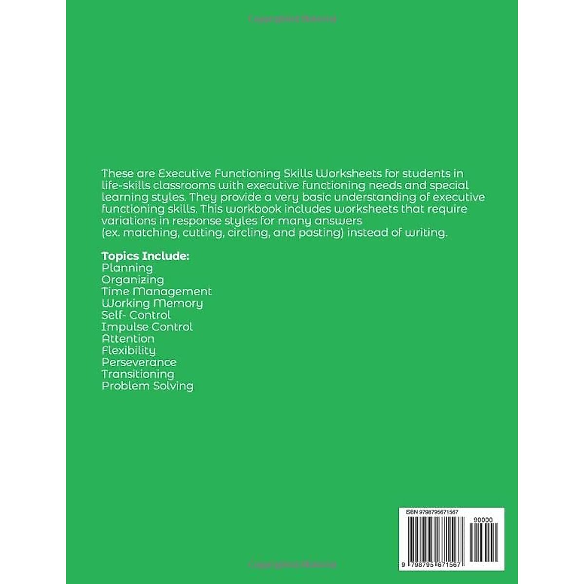Executive Functioning Skills Printables Workbook: For Students Learning Life Skills