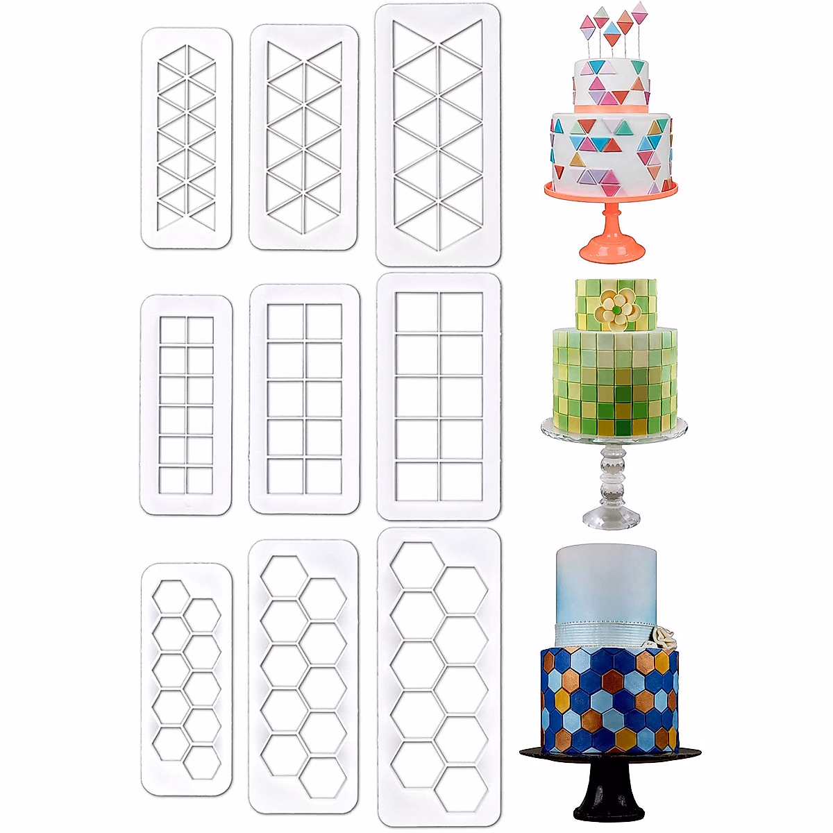 9 Pcs Fondant Cookie Cutter, Geometric Multicutter Cake Fondant Cutter Geometric Biscuit Cutters for Cake Making Fondant Cookie