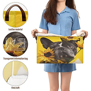 DIGTIA French Bulldog Sunflowers Storage Bins Yellow Summer Collapsible Storage Basket with Handles Storage Box Organizer for Clothes Shelves Closet Cabinet Home Office, 1PC