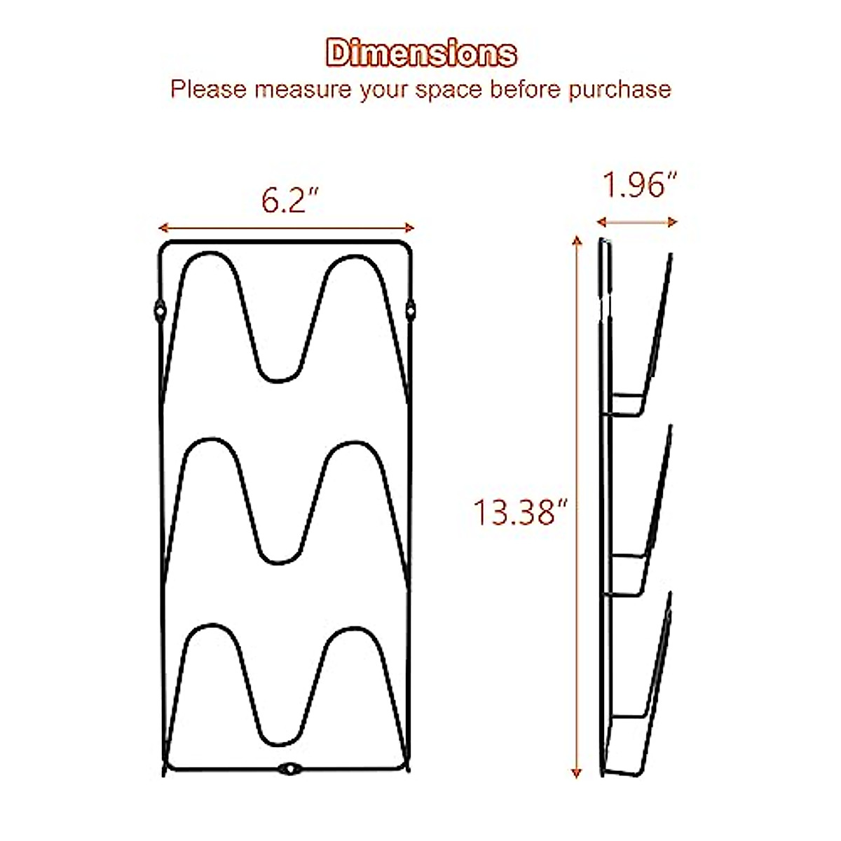 SGOOOD 2 Pack Pot Lid Organizer Rack - 3 Tier Pot Lids Holder No Drilling Adhesive Wall Mounted Lid Rack for Kitchen Cabinet Door Mounted Pot and Pan Covers Holder Rack, Black