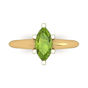Clara Pucci 1.0 ct Marquise Cut Solitaire Natural Peridot Engagement Wedding Bridal Promise Anniversary Ring 18K Yellow Gold Size 4.5