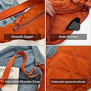 Women Hobo Shoulder Bag Puffer Small Tote Crossbody Bag Purse Cotton Handmade Bags Handbag with Zipper School Work Travel Grey