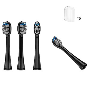 Replacement Flossing Toothbrush Heads(6-pc) Fit for Waterpik Sonic Fusion 2.0 SF-01, SF-02, SF03 & SF-04 Tooth Brush Refill Pisoniclea(SF-Black)