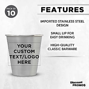 Custom Metal Shot Glasses 2.5 oz. Set of 10, Personalized Bulk Pack - Great for Weddings, Birthdays, Parties - Stainless Steel