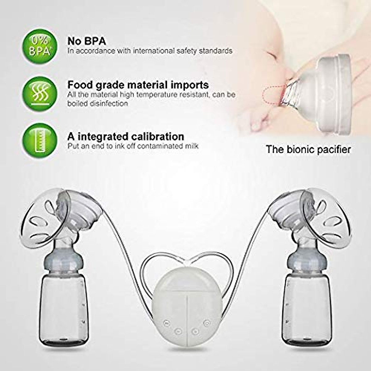 Electric Double Breast Pumps BPA-Free USB Dual Control Milk Suction and Breast Massager Baby Breastfeeding Comfortable Lightweight Postpartum Milk Pump with 150 ml Milk Storage Bottle 2 Modes 9 Speed