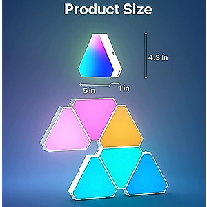 Triangle LED Light Panels, Triangle Lights with 6 Connection Ports, Real RGBIC Gaming Lights for Gaming Setup, Smart Wall Lights for Bedroom App Control Music Sync for Gaming Room Streaming, 6 Pack