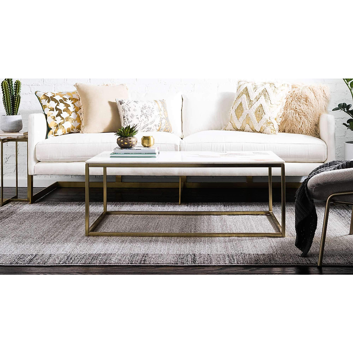 Unique Loom Del Mar Collection Area Rug - Abigail (5' 3" x 8' Rectangle, Light Gray/ Black)