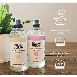 Molly's Suds Delicate Wash Liquid Laundry Soap | Clean, Simple Ingredients | Gently Removes Stains and Deodorizes | Lavender Scented, 16 fl oz
