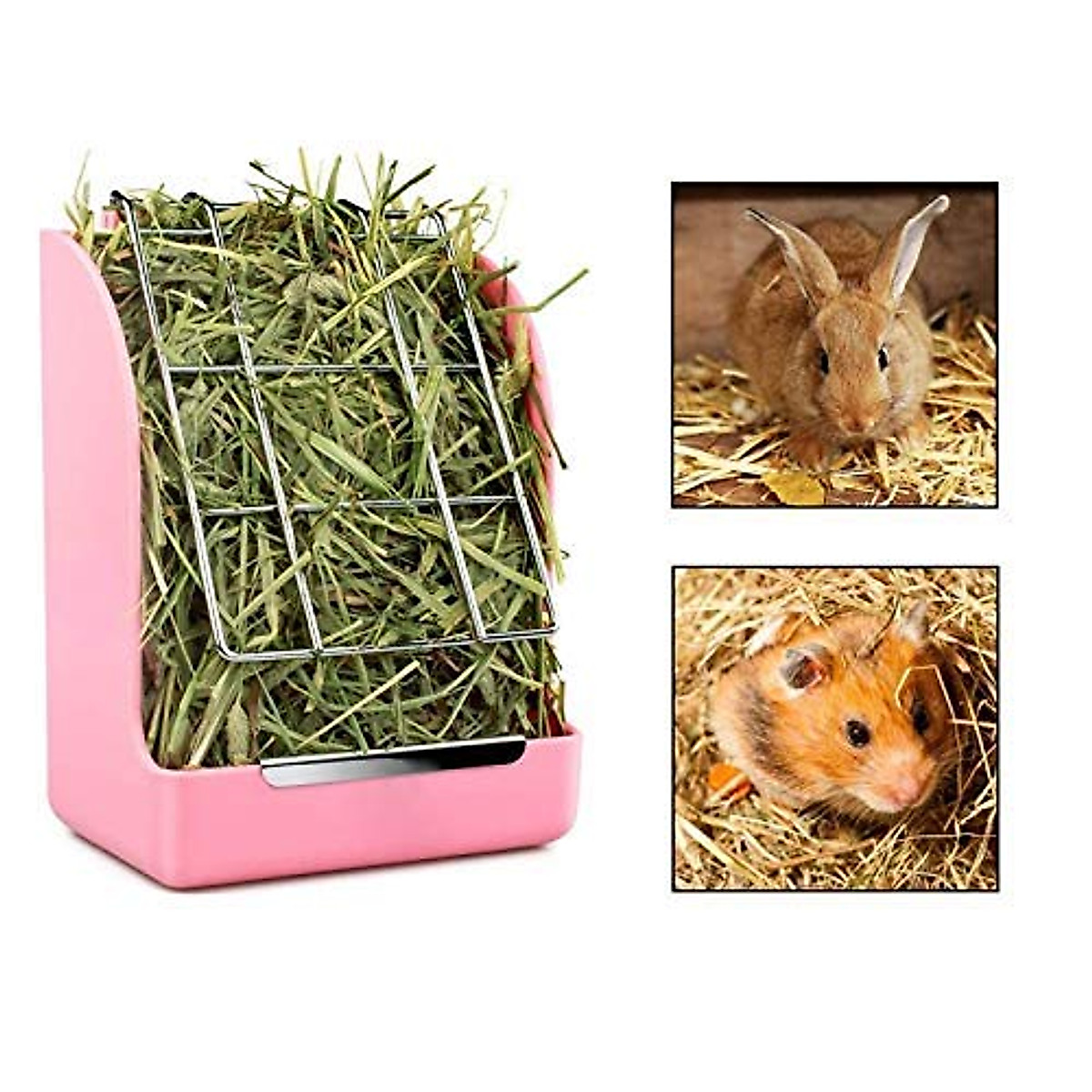 DishyKooker 1pcs White Hay Feeder Hay Rack Rabbit Grass and Food Double Use Rabbit Feeder Hay Food Bin Feeder Non-Toxic BPA Free Ideal Hay Feeder for Guinea Pigs, Chinchillas and Hamsters
