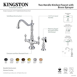 Kingston Brass KS1778ALBS Heritage Kitchen Faucet, 8-1/4-Inch, Brushed Nickel