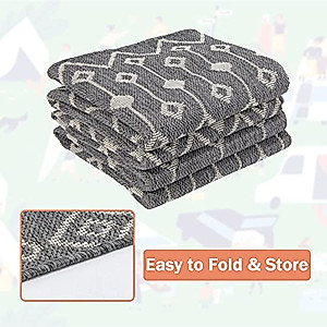 Patio Rug for Entrance Bohemian 5x8Ft Grey Area Rug Indoor Outdoor Rug Textured Weave Floor Carpet Durable Washable Rug for Patio,Home,Picnic,Camping