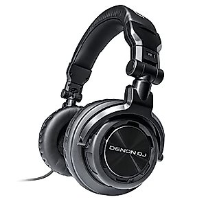 Denon DJ HP1100 | Professional Over-Ear DJ Headphones with 180-degree Cup Swivel & Leather Carry Bag (53mm driver / 3500mW input)