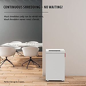 ideal. 2465 Cross-Cut Deskside Paper Shredder, Continuous Operation, 9-11 Sheet, 9 Gal. Bin, Shred Staples/Paper Clips/Credit Cards, 3/4 HP Motor, P-5 Security Level