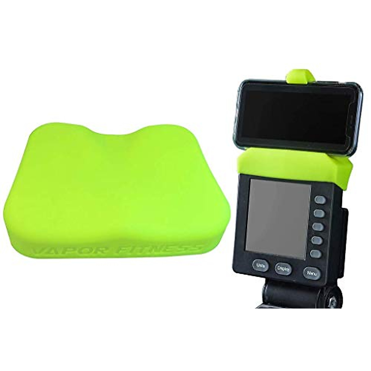 Yellow Phone Holder and Silicone Seat Cover Combo Designed for The Concept 2 Rowing Machine and PM5 Monitor