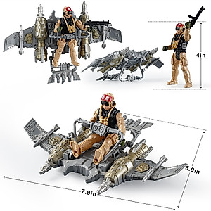 US Army Men Action Figures Play Set,Toy Soldiers with Military Weapons Accessories for Kids Boys