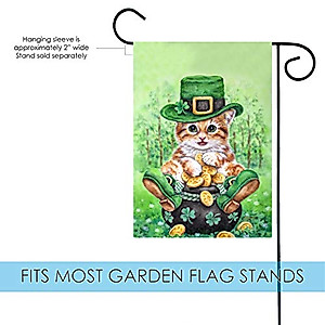 Toland Home Garden 1110806 Clover Kitty St Patricks Day Flag 12x18 Inch Double Sided St Patricks Day Garden Flag for Outdoor House St Pats Flag Yard Decoration