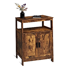 Tianlang Retro Industrial Storage Cabinet, Cupboard with 1 Adjustable Shelf and 2 Doors, Multifunctional Cabinet for Living Room, Kitchen, Enterway, Stable Wood Frame, Retro Brown LJBC002F