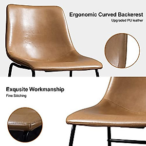 Forevich Kitchen Dining Chairs Faux Leather Modern Upholstered Counter Stools with Metal Legs Comfortable Dining Room Dining Style Set of 2