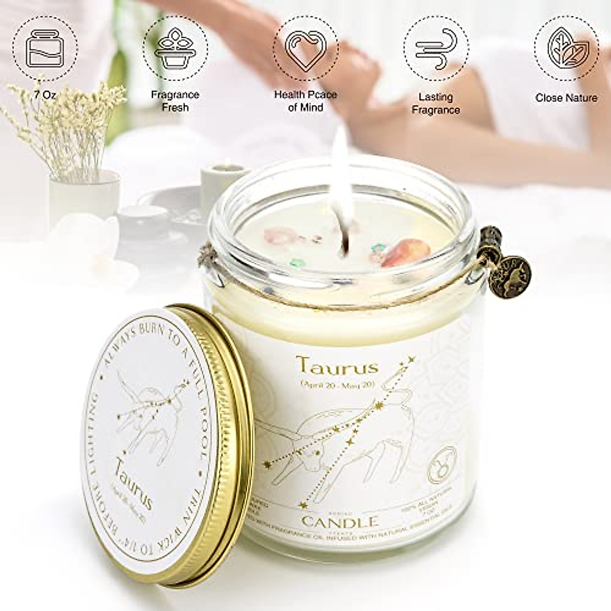 YTENTE Candle, Soy Wax, Scented, Zodiac - Taurus, Birthday Gift for Women