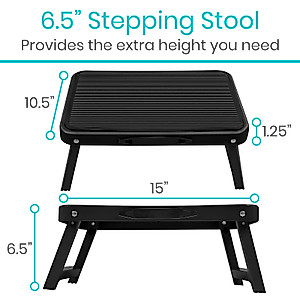 Vive Small Foot Step Stool for Adults (250LBS) - Portable, Foldable Platform - Reinforced Steel Design & Non-Slip Anti Skid Traction - Lightweight & Sturdy - Kitchen, Bedroom, Bathroom, Kids