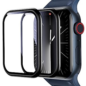 UniqueMe Compatible for Apple Watch Series 8/7 Screen Protector 45mm,[9H Tempered glass] [Metal Frame] Full-Coverage Anti-Scratch Non-Bubble High-Touch for iWatch 45 mm-2 Pack
