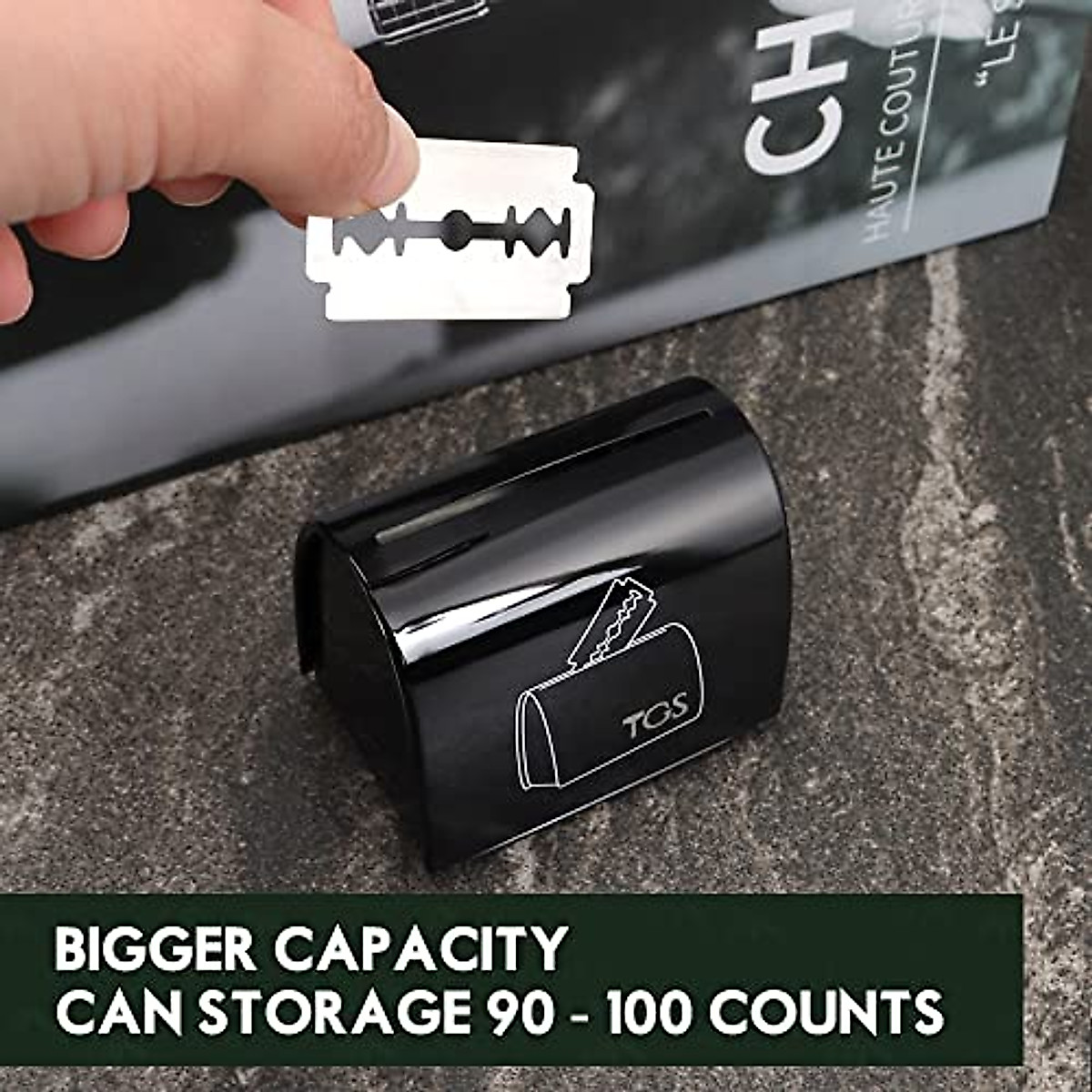 THE GROOMING SOCIETY Razor Blade Storage Bank,Safety Razor Blade Disposal Case,DE Blade Mail Box,for Storaging Used DE Safety Razor Blade (Black)