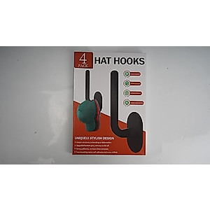Eiito Hat Hooks for Caps Storage-4Pack,Multi-Purpose Hat Organizer,Strong Adhesive Hat Racks for Wall, Two Mounting Options RV Organization and Storage Cap Hanger(Black)