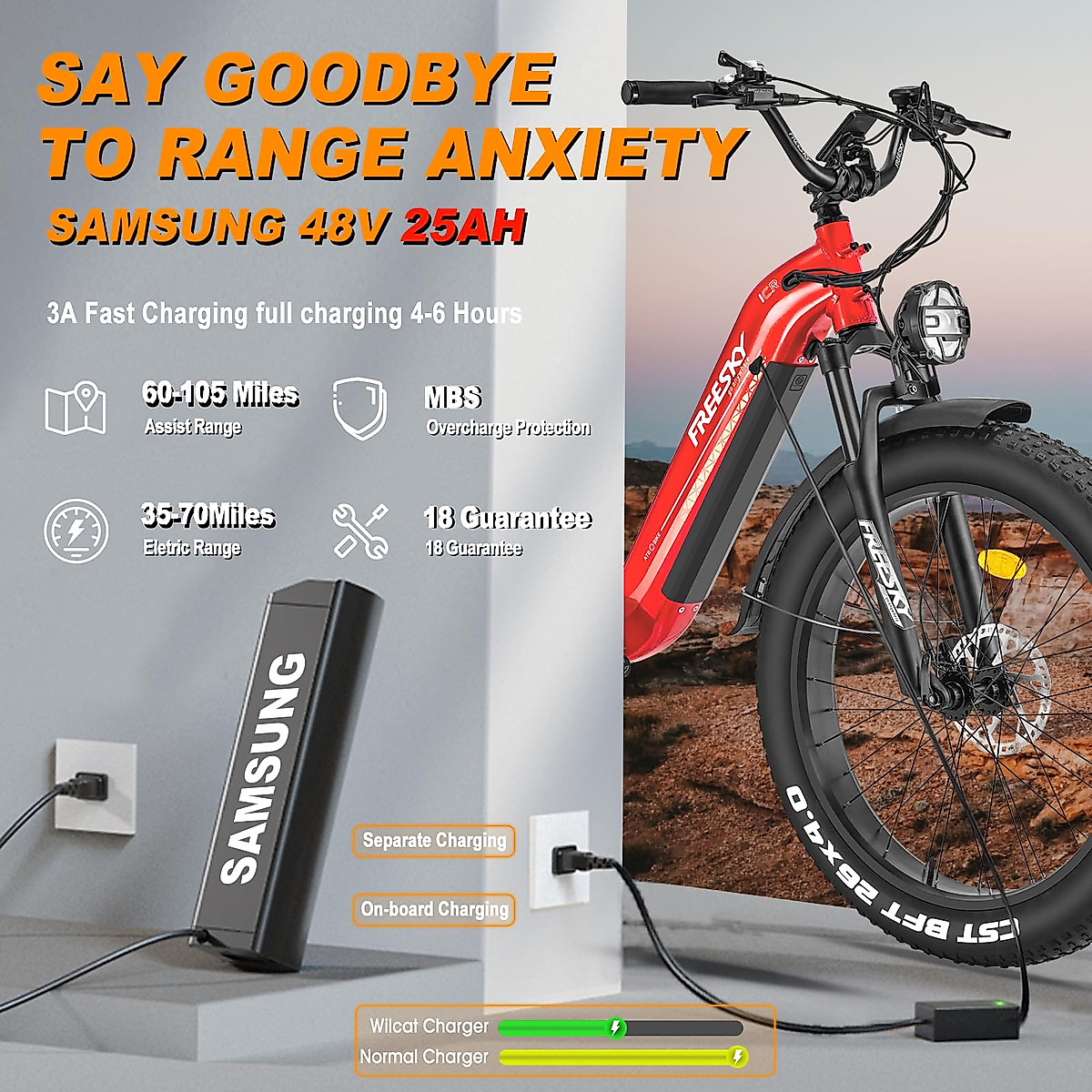 FREESKY Electric Bike for Adults with 1600W Power Motor, Full Suspension Ebikes up to 35MPH & 105Miles Max Range, 48V 25AH Removable Battery, 27" Fat Tire, Step-Thru E-Bike for Women/Men