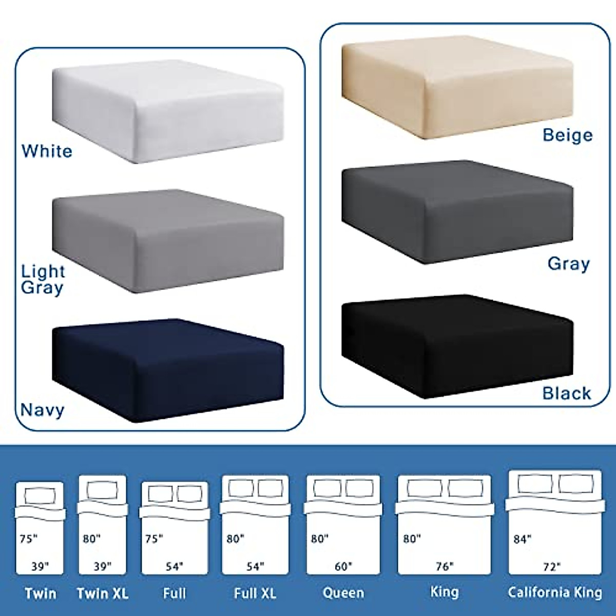 Bedecor Queen Fitted Sheet Only,21 inch Extra Deep Pocket Gray Bottom Bed Sheet, Soft Breathable,Stay in Place,for Pillow Top Mattress Thick Mattress