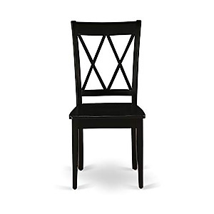 East West Furniture WECL7-BLK-W 7 Piece Kitchen Table & Chairs Set Consist of a Rectangle Dining Room Table with Butterfly Leaf and 6 Dining Chairs, 42x60 Inch, Black