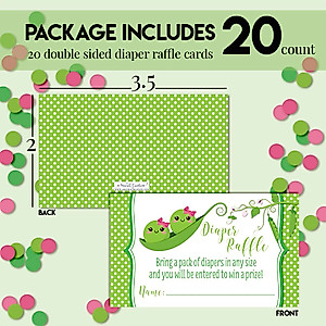 Two Peas In A Pod Twin Girls Diaper Raffle Tickets for Baby Showers, 20 2" X 3” Double Sided Insert Cards for Games by AmandaCreation, Bring a Pack of Diapers to Win Favors & Prizes!