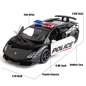 RMZ City Compatible for 5" Diecasting Alloy Car Model Gallardo Police Car Toy Car, Pull Back Vehicles Toy Car for Toddlers Kids Boys Girls Gift