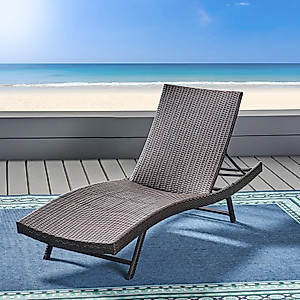 Ochangqi Lounge Chair Outdoor with 4 Adjustable Backrest, Wicker Chaise Lounge Chair Outdoor with Metal Frame, Outdoor Lounge Chairs All Weather Patio,Beach, Pool Side, Outdoor (Brown)