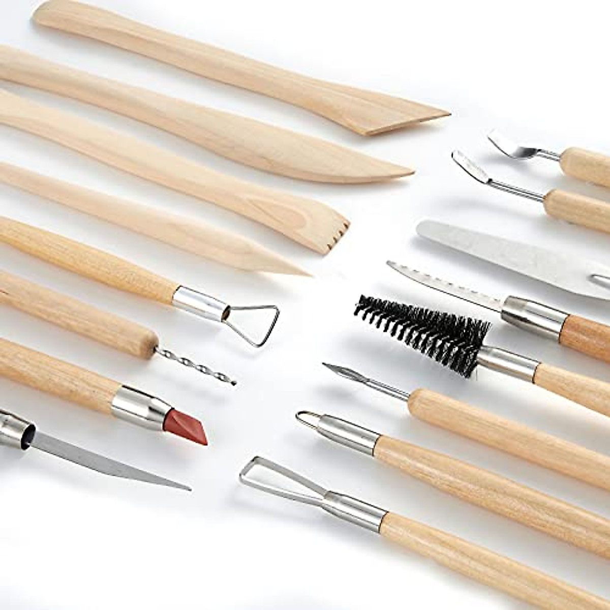 TEMONTIAN Pottery Clay Sculpting Tools，44Pcs Double Sided Polymer Clay Tools, Ceramic Clay Carving Tool Set with Carrying Case Bag for Beginners, Pottery Tools and Supplies for Professionals Kit