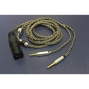 Youkamoo 4 Pin XLR Balanced Male Compatible for Hifiman HE4XX, HE-400i Headphones 8 Core Braided Silver Plated Replacement Audio Upgrade Cable (2 x 3.5mm Version)