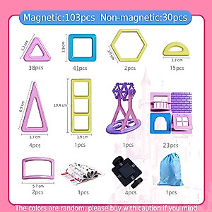 ASOK Magnetic Blocks Magnetic Tiles 133pcs 3D Castle Educational Learning and Development Toys for 3 4 5 6 7 8 9 Years Old Boys Girls Kids 133pcs